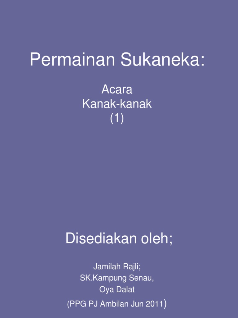 Permainan Sukaneka Acara Kanak-Kanak 1 | PDF | Olahraga & Rekreasi