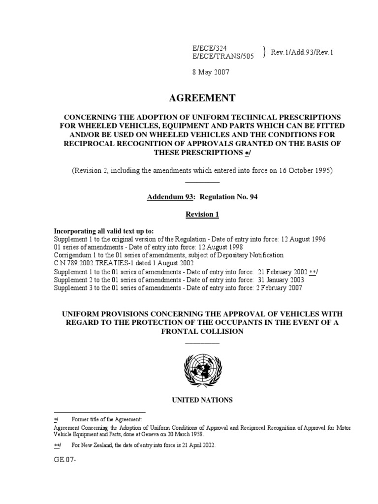 Ece R94 | PDF | Airbag | Vehicles