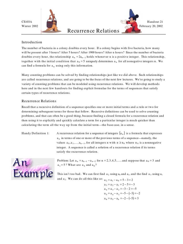 Recurrence Relations Pdf Recurrence Relation Sequence 