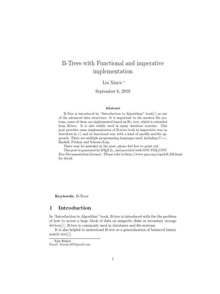 Btree Pdf Algorithms And Data Structures Computer Data
