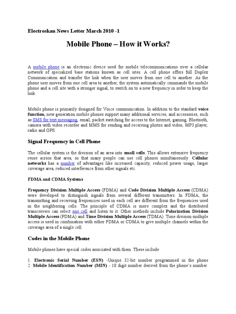 Mobile Phone How It Works | Download Free PDF | Cellular Network | Gsm