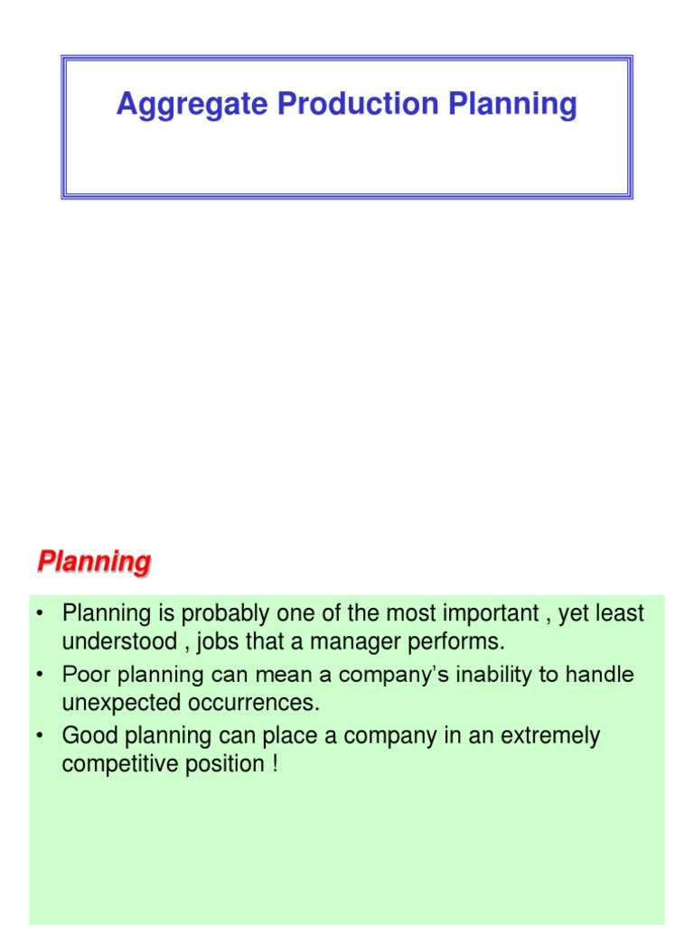 Aggregate Production Planning in Industrial Engineering | PDF ...