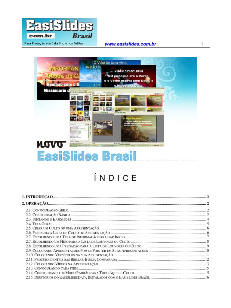 Manual Operacao EasiSlides Brasil Site | PDF | Bíblia | Amor