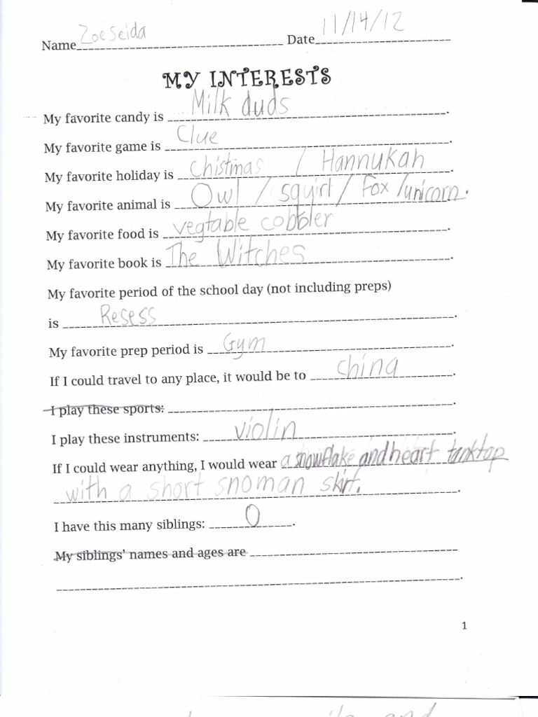 Interest Sheet | PDF
