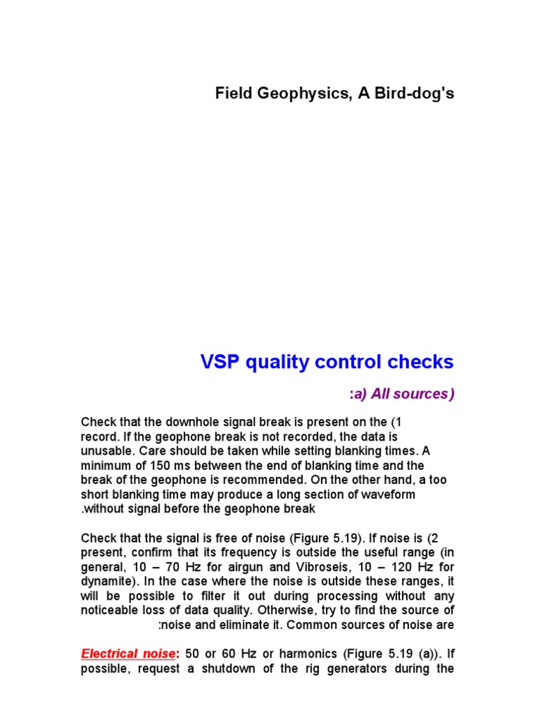VSP Quality Control Guidelines | PDF | Reflection Seismology ...