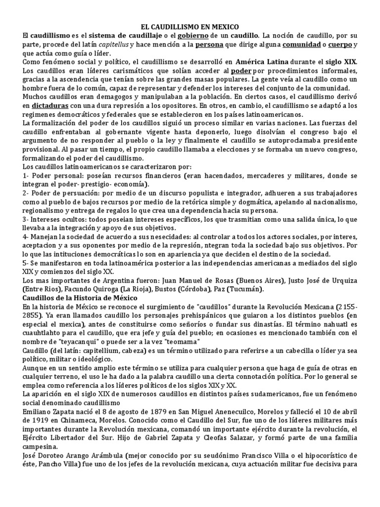 Caudillismo | PDF | revolución mejicana | México