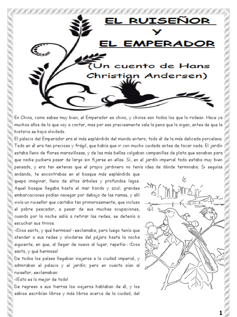 Cuento de Andersen para 2º Ciclo El Ruiseñor y El Emperador | PDF ...