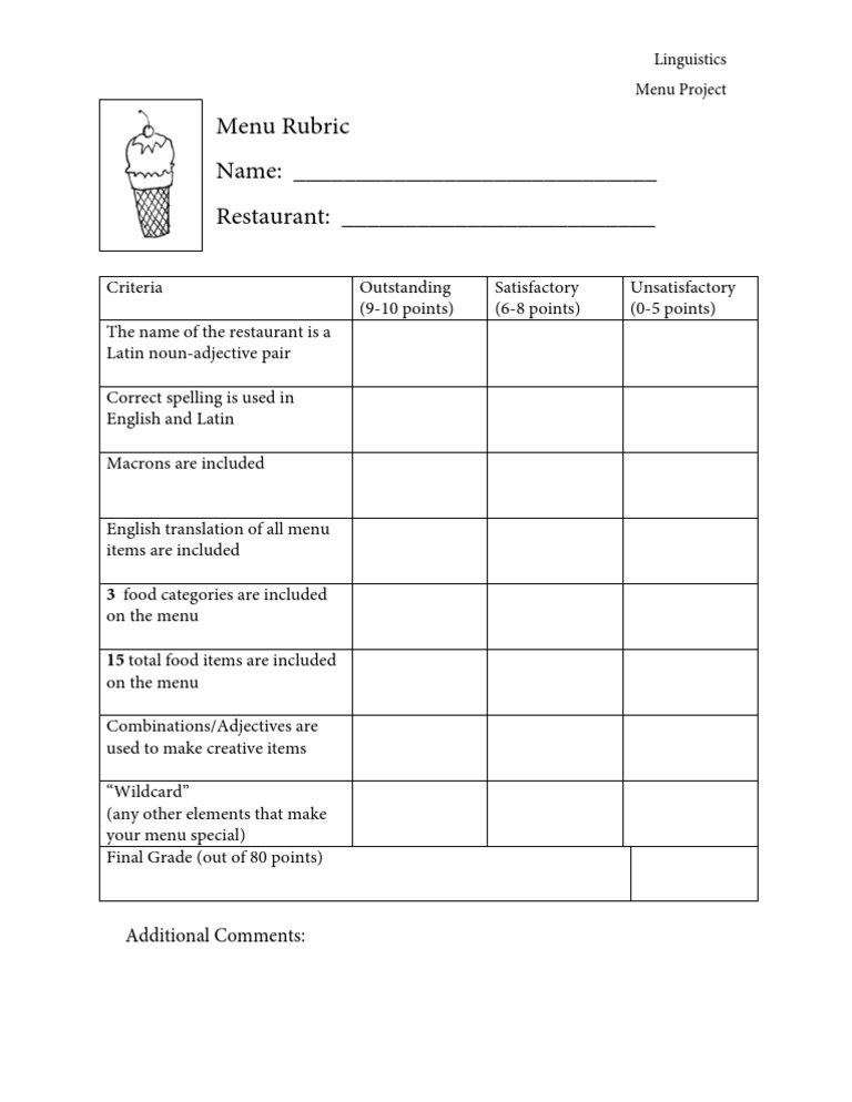 Latin Menu Project Guidelines | PDF