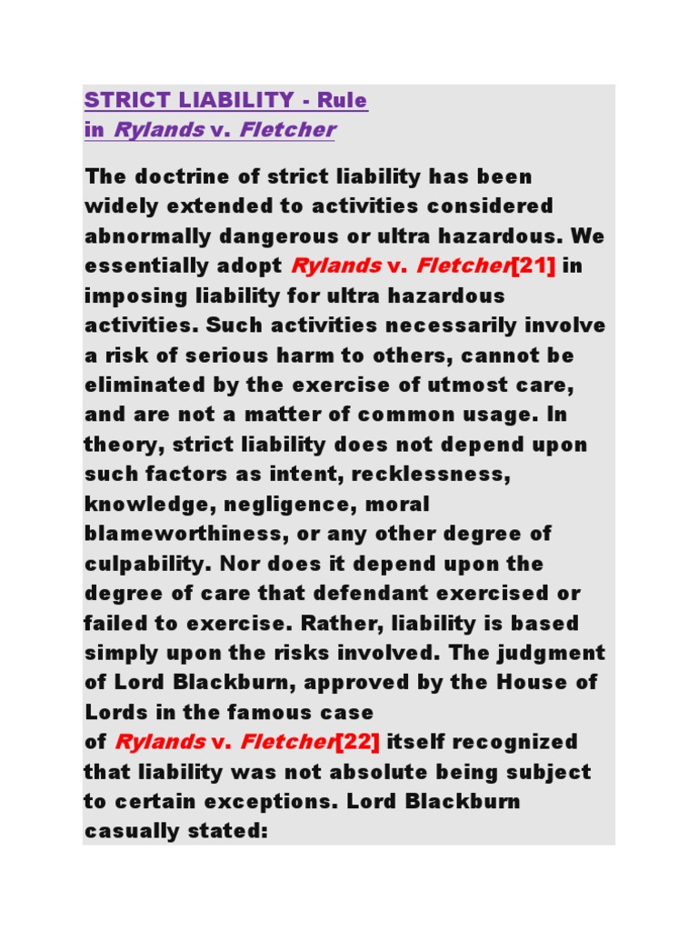 Strict Liability Rules | PDF