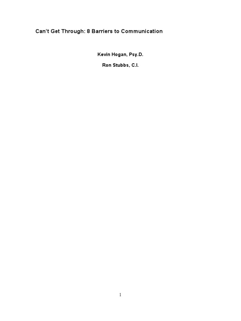 8 Barriers | PDF | Lateralization Of Brain Function | Nonverbal ...
