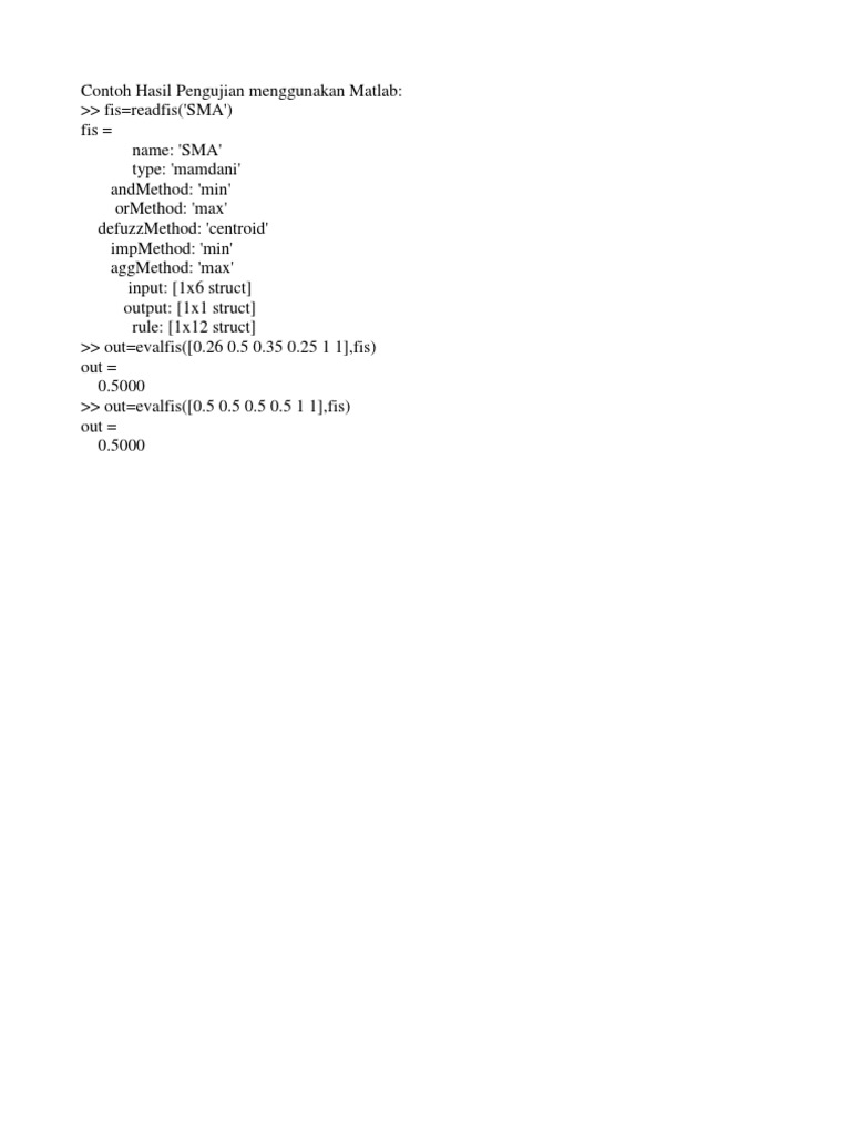 Contoh Hasil Pengujian Menggunakan Matlab SMA | PDF