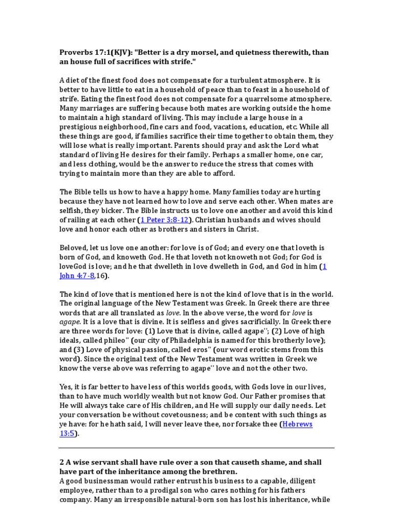 Proverbs 17 | PDF | Jacob | Wisdom