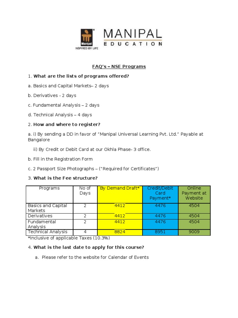 FAQ's - NSE Programs | PDF | Futures Contract | Stocks