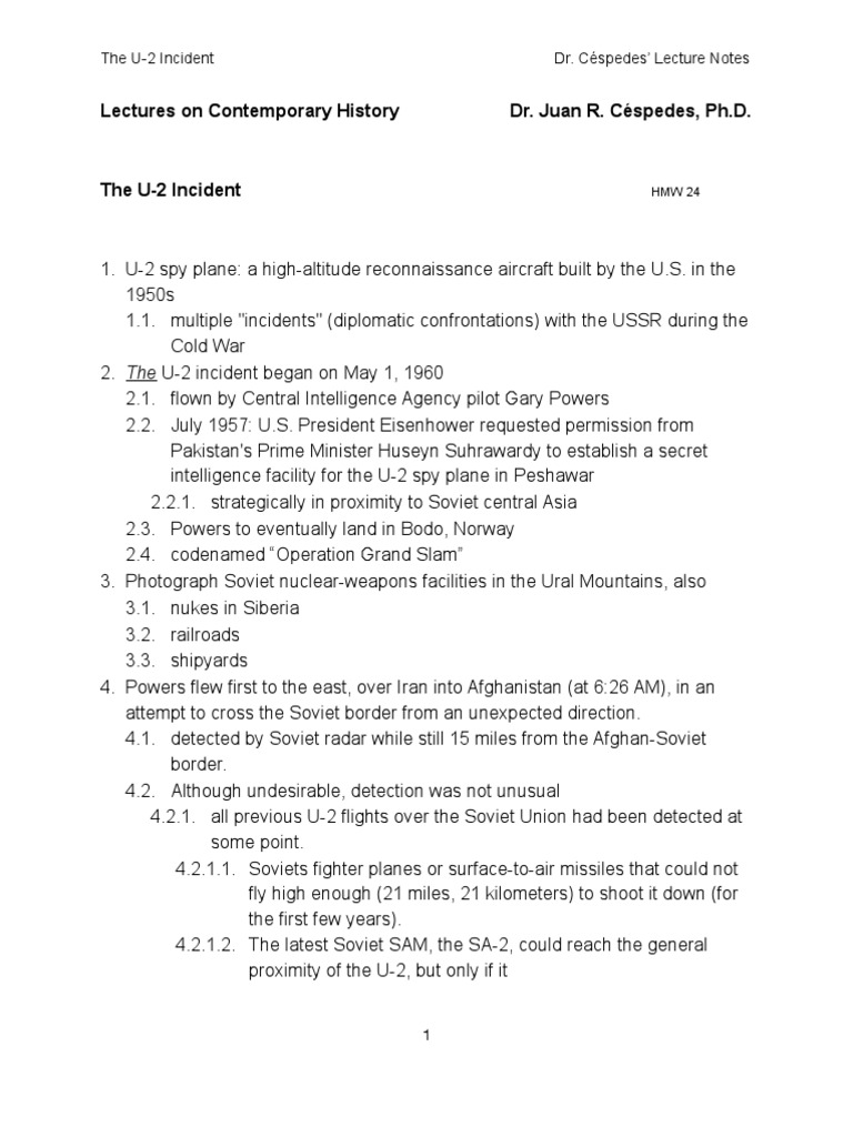 Lectures On Contemporary History - The U-2 Incident | PDF | Lockheed U ...