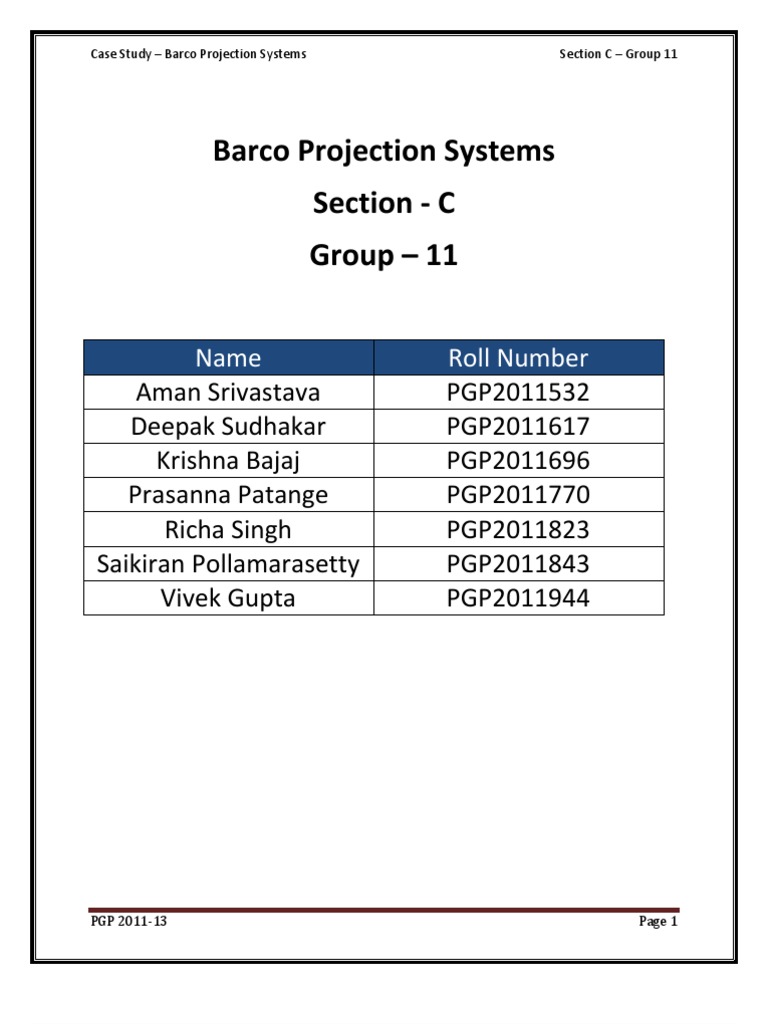 Barco Case Study Analysis | PDF | Sony | Competition