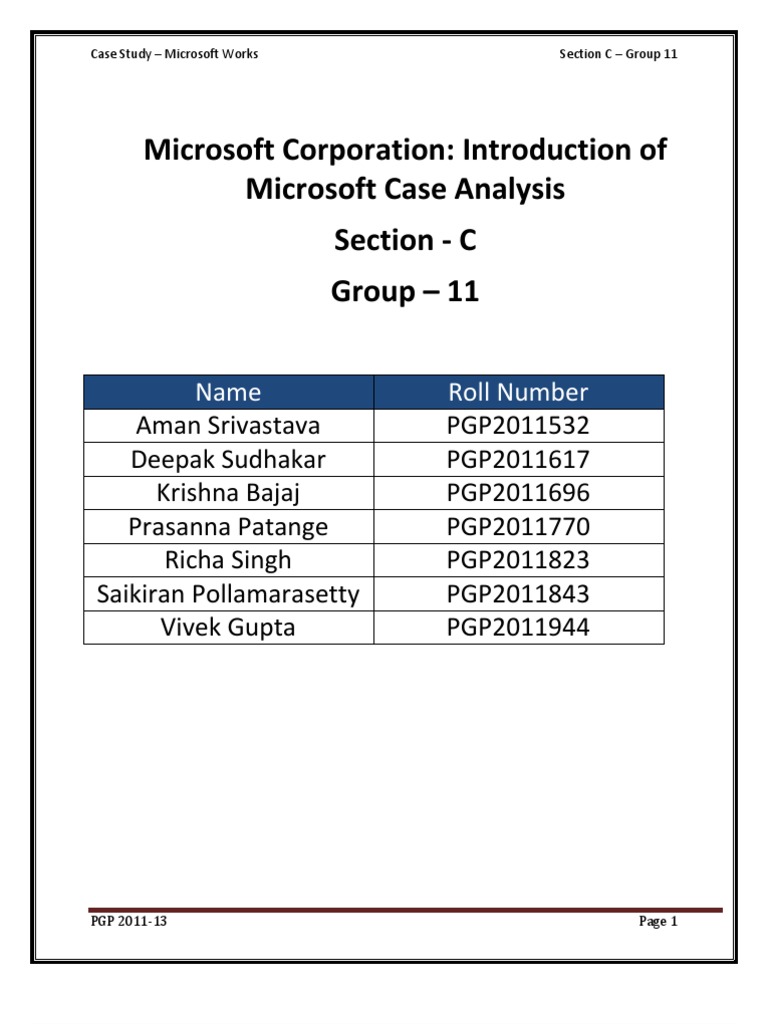 Microsoft Case Study Analysis | PDF | Microsoft | Personal Computers