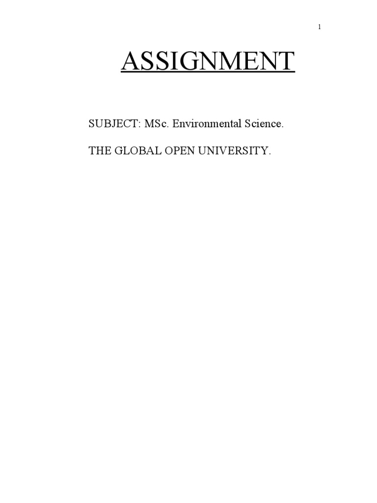 M.Sc. ENVIRONMENT SCIENCE Assignment | PDF | Environmental Science ...