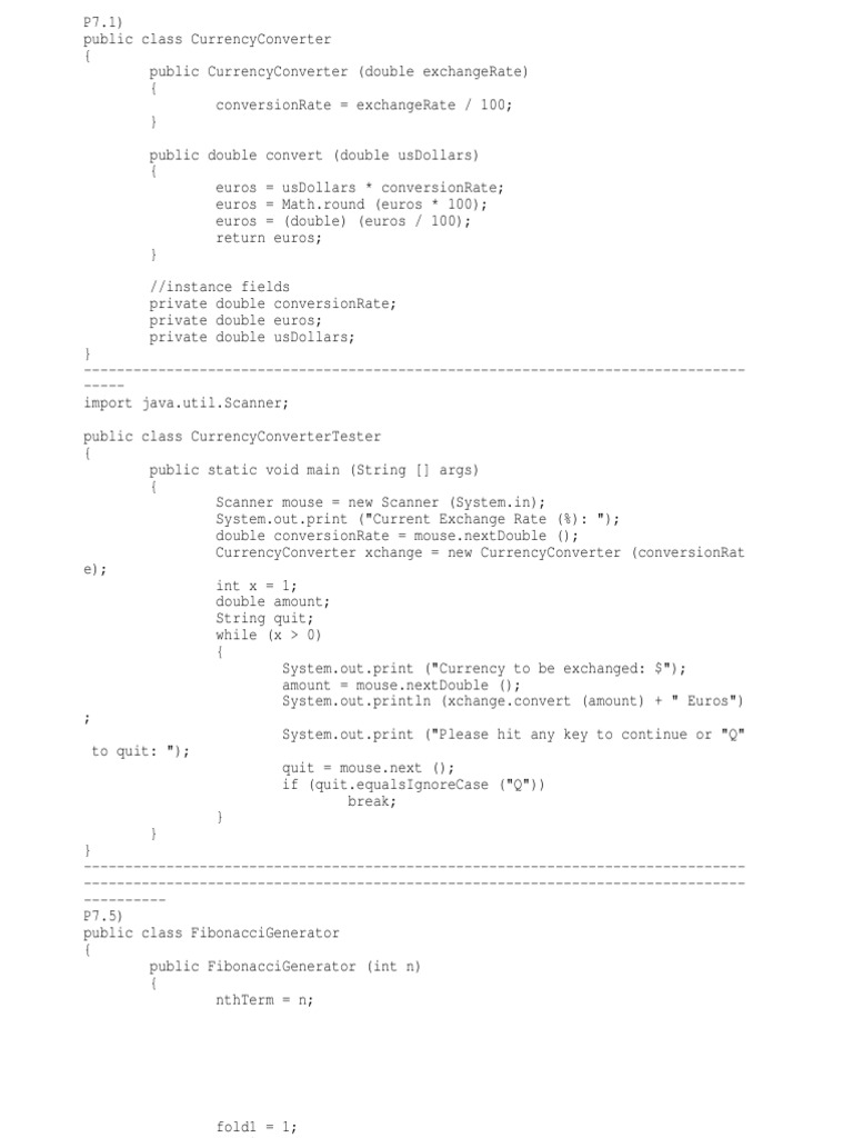Programming Exercises 7 Pdf Notes Finance Euro 