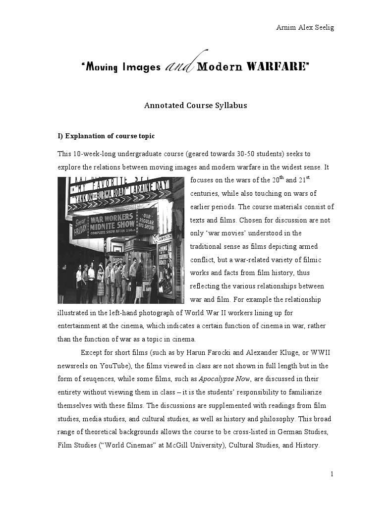 Annotated Syllabus | PDF | Lecture | Hero