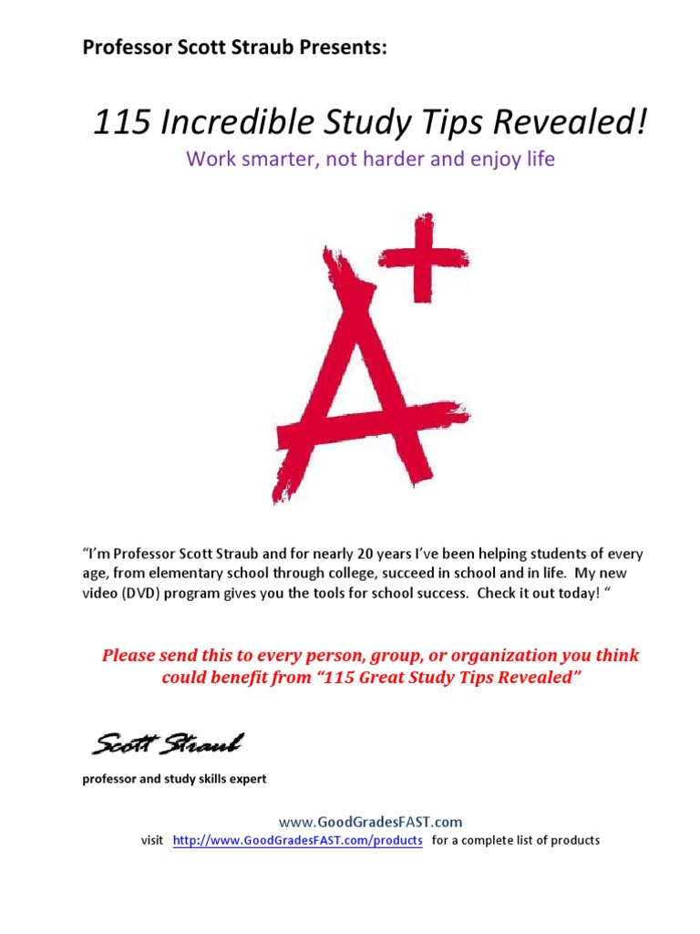 115 Incredible Study Tips Revealed!: Work Smarter, Not Harder and Enjoy ...