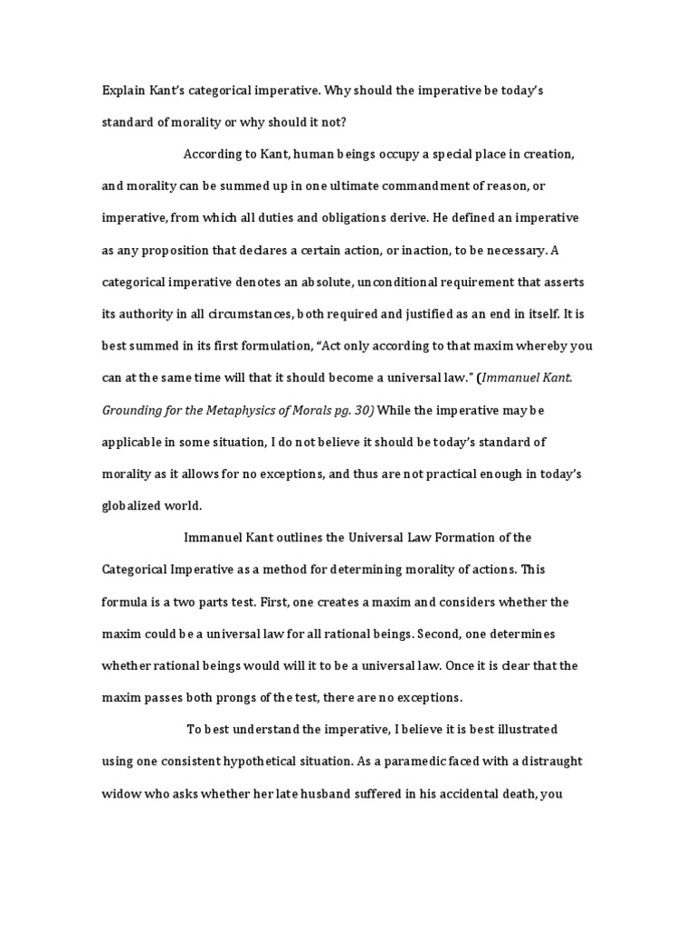 Kant's Categorical Imperative Explained | PDF | Immanuel Kant | Morality