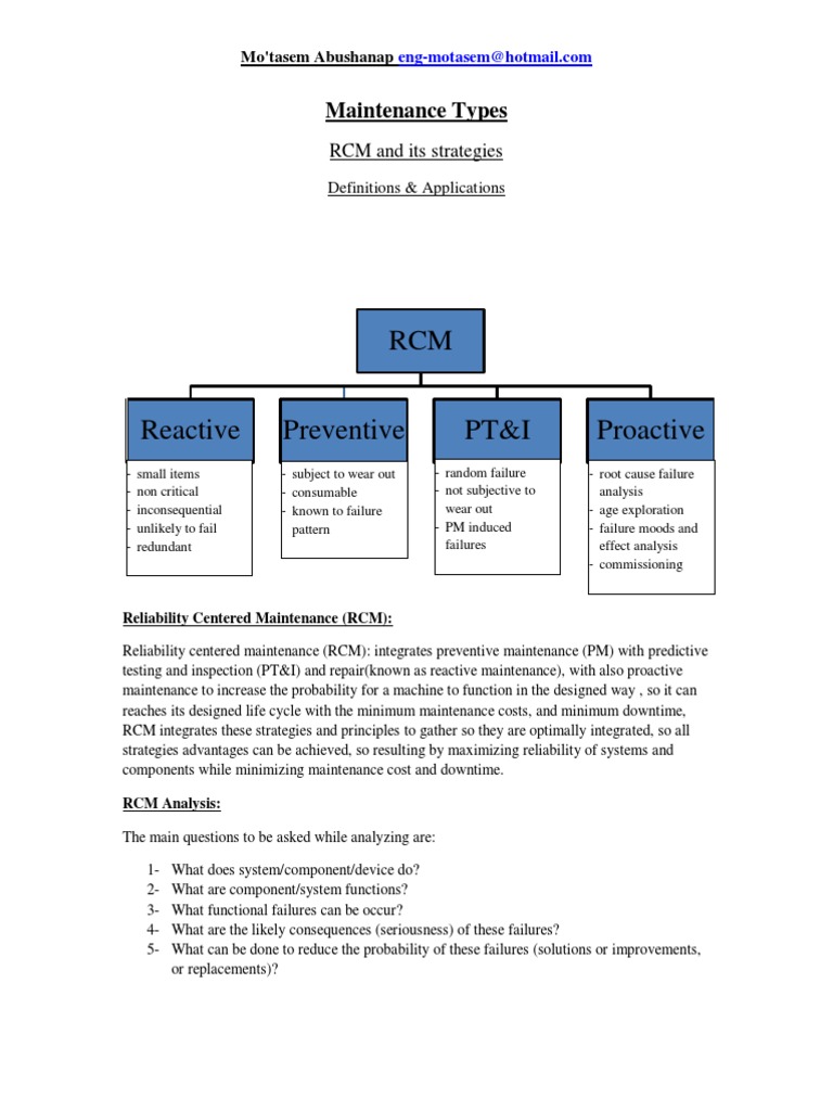 Maintenance Types | PDF | Reliability Engineering | Industries