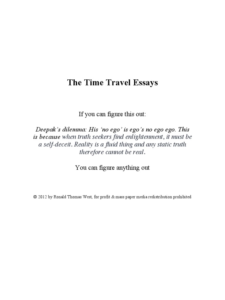 The Time Travel Essays | Self Awareness | Reality