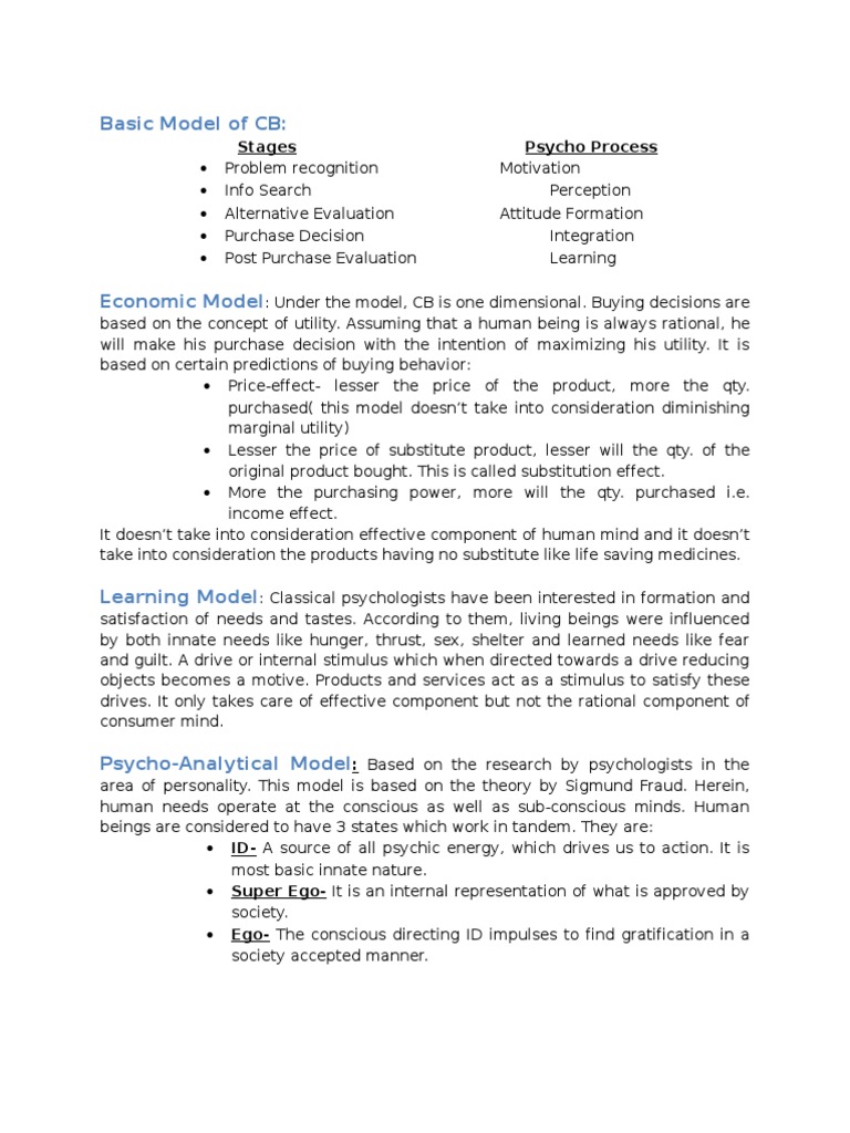 Consumer Behavior Models Explained | PDF