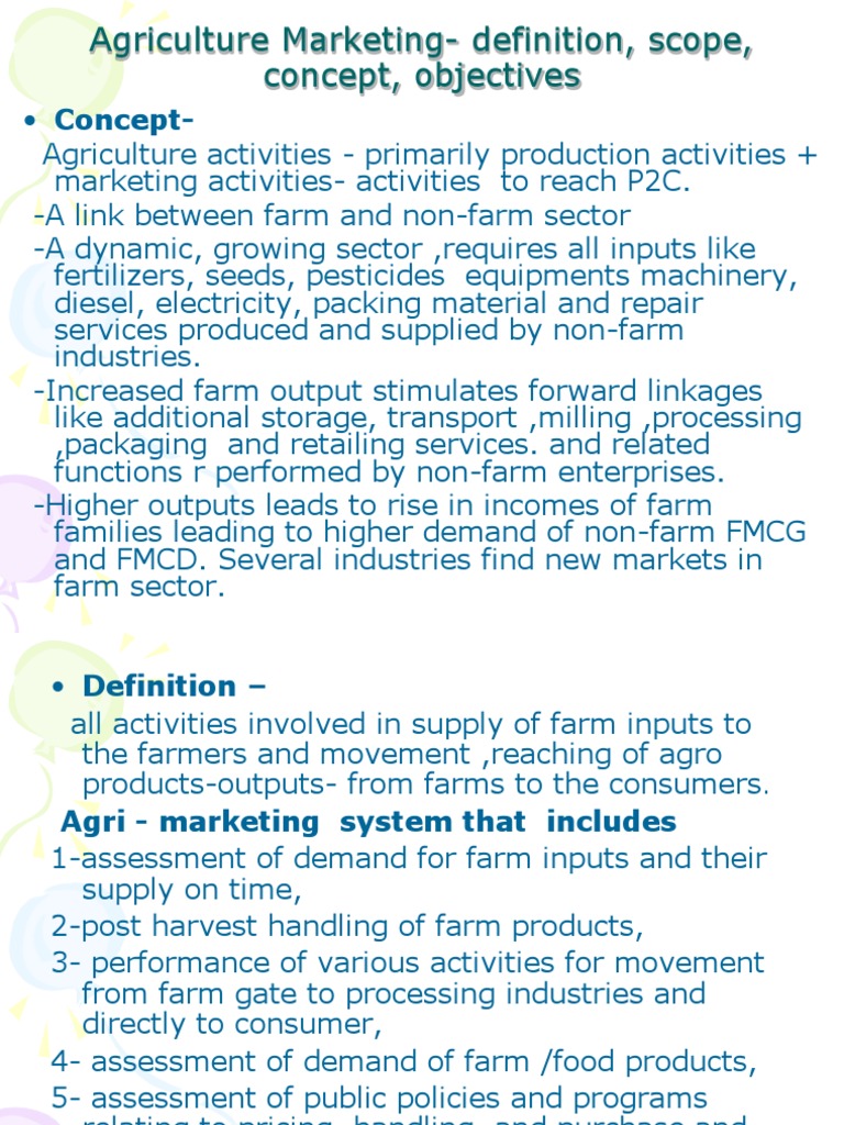 agriculture marketing notes | Farms | Agriculture