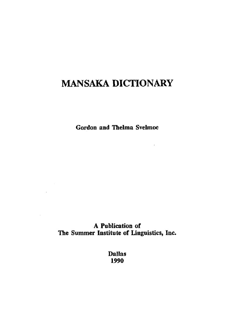 Mansaka Dictionary | PDF