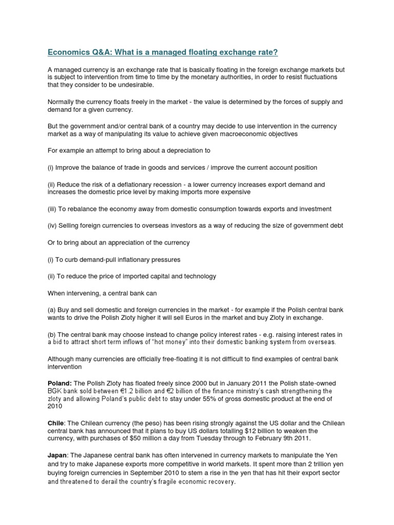 Managed Floating System | PDF | Floating Exchange Rate | Exchange Rate