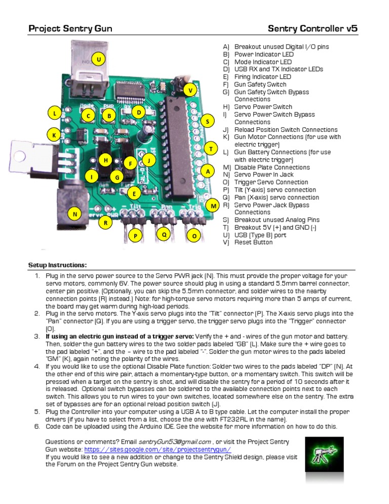 Project Sentry Gun Sentry Controller v5: Setup Instructions | PDF ...