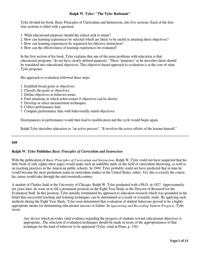 Ralph Tyler - Curriculum | PDF | Curriculum | Theory