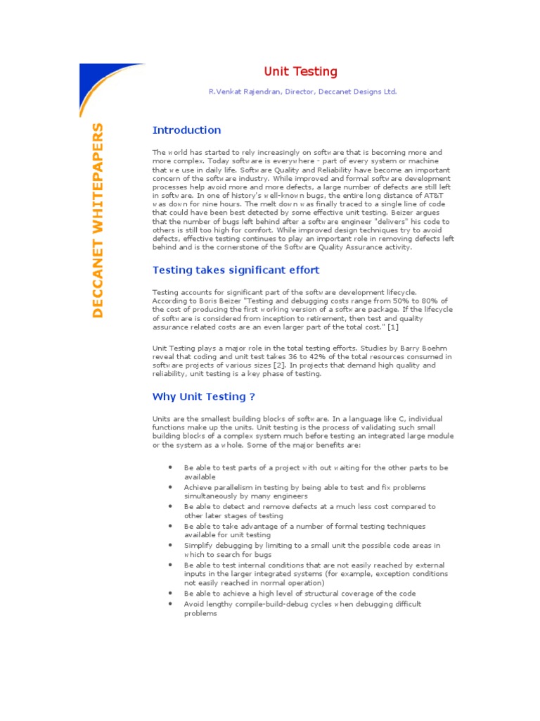 Unit Testing Guide for Software Quality | PDF | Unit Testing | Software Bug