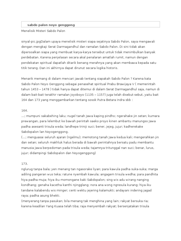 Sabdo Palon Noyo Genggong | PDF