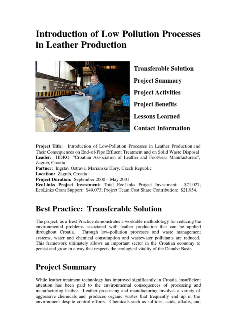 Low Polution Leather Tanning | PDF | Leather | Waste