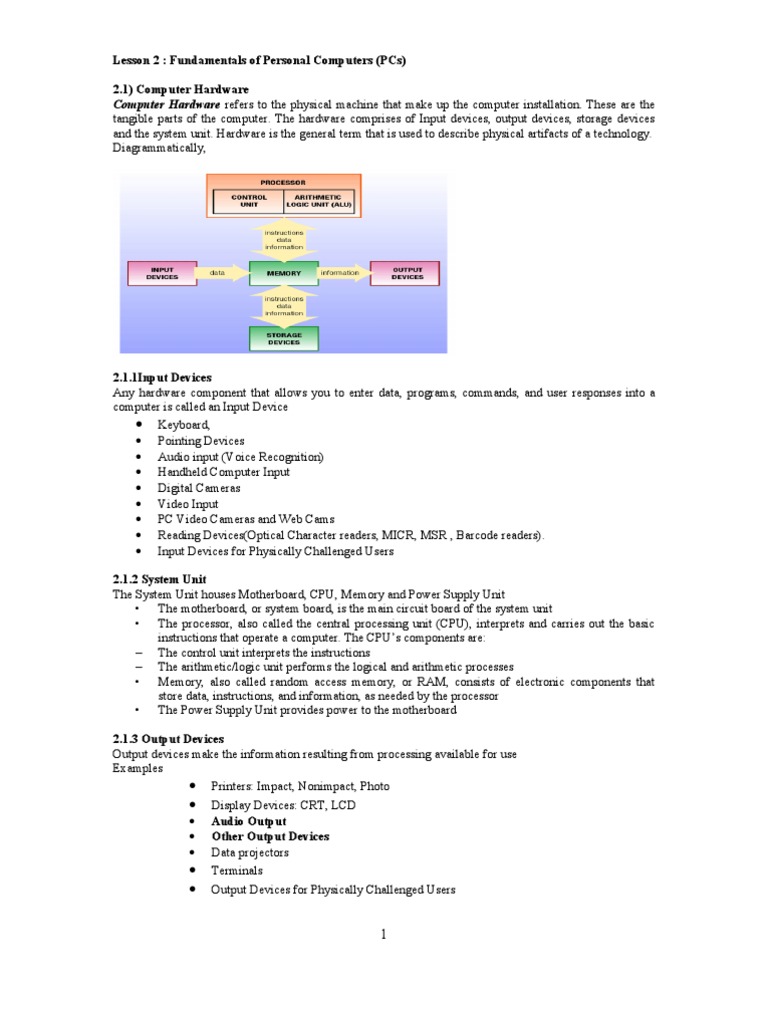 Computer Hardware Refers To The Physical Machine That Make Up The ...