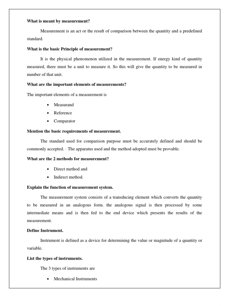 2 Marks MM | PDF | Measuring Instrument | Measurement 2 Marks MM | PDF | Measuring Instrument | Measurement
