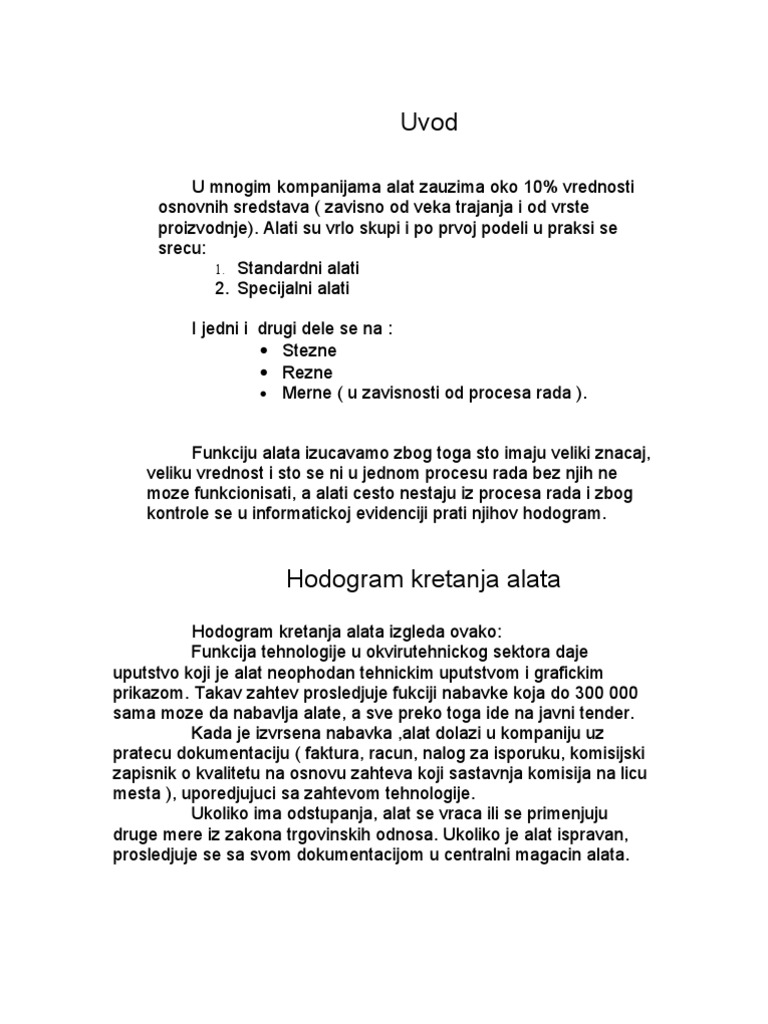 Hodogram Kretanja Alata | PDF