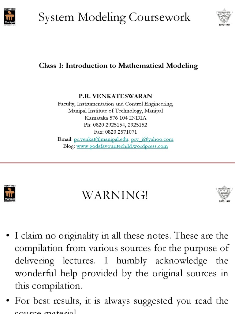 System Modelling Course | PDF | Mathematical Model | Dynamical System