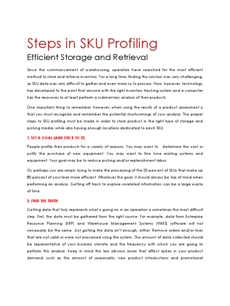 Steps in SKU Profiling | PDF | Warehouse | Enterprise Resource Planning
