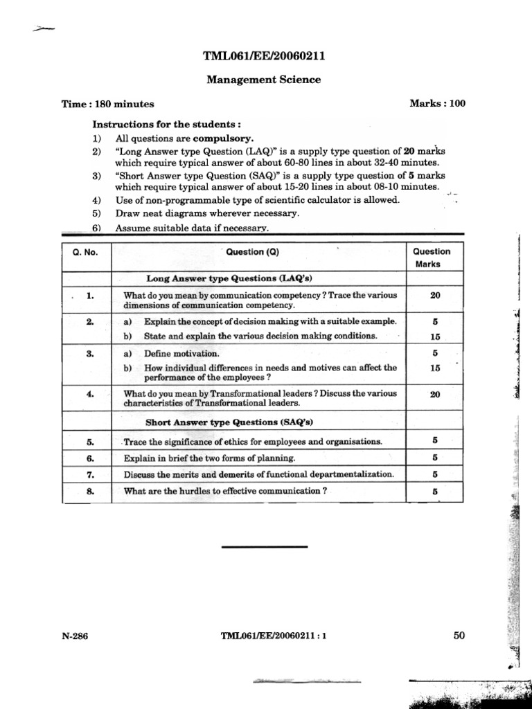 YCMOU-6th Semester Question Papers-2 | PDF | Entrepreneurship | Steel