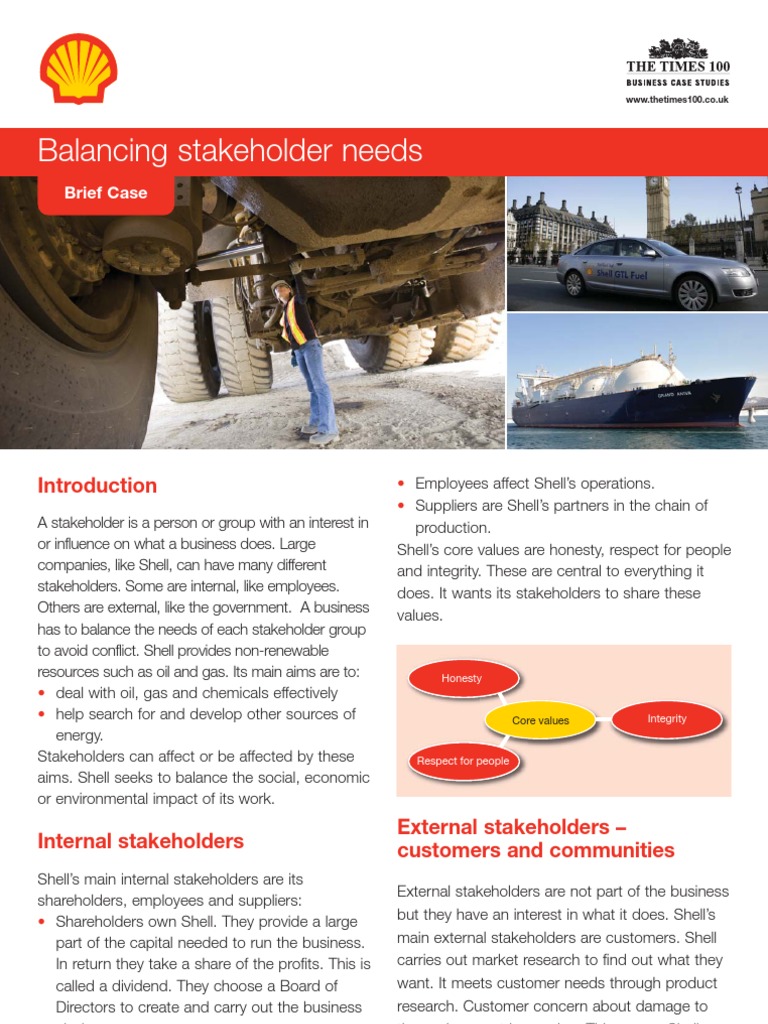Shell Case Study Brief | PDF | Stakeholder (Corporate) | Royal Dutch Shell