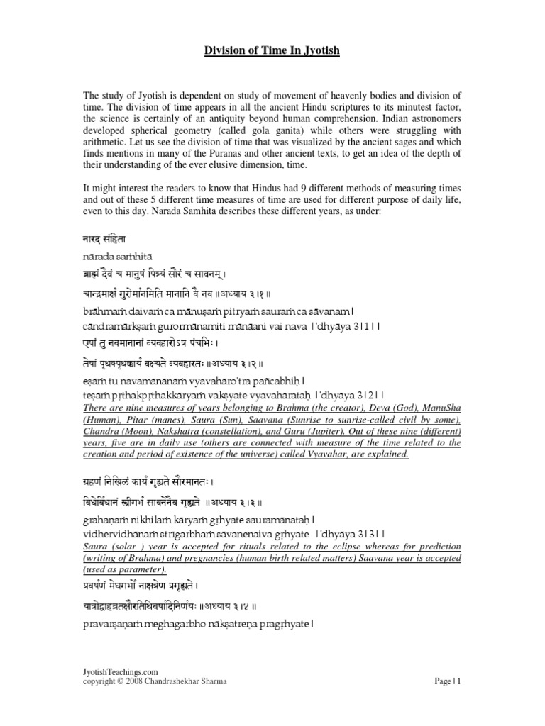 Time Division in Jyotish | PDF