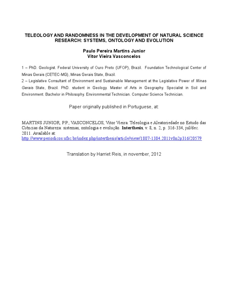 Teleology in Natural Science Evolution | PDF | Evolution | Causality