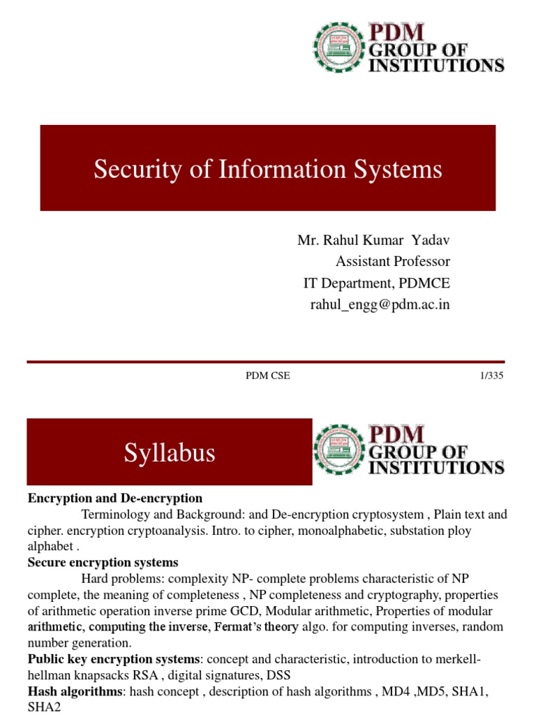 MTech SIS | PDF | Cryptography | Cryptanalysis