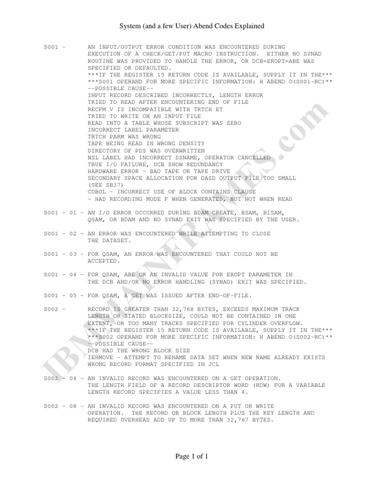 JCL Abend Code | PDF | Subroutine | Computer Data Storage