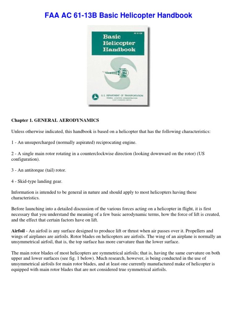 Faa - Ac.63 13b.basic - Helicopter.handbooks | PDF | Helicopter Rotor ...
