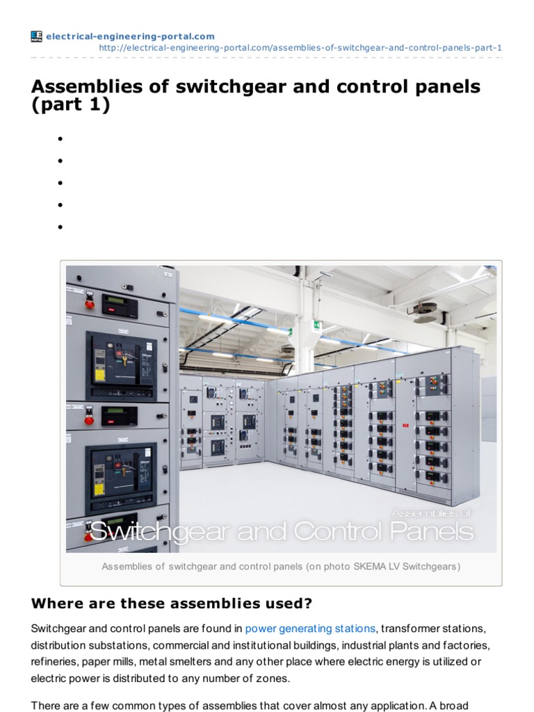 Assemblies of Switchgear and Control Panels Part 1 | PDF | Fuse ...
