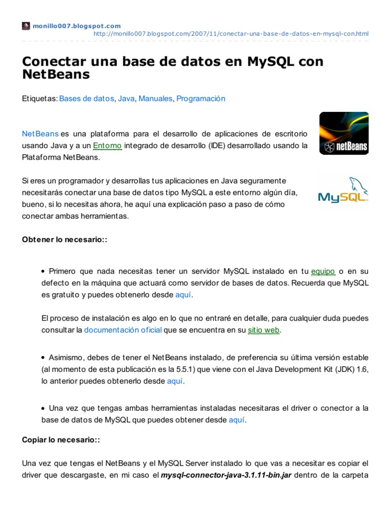 Conexión MySQL-NetBeans: Guía Paso a Paso | PDF | Frijoles Netos ...